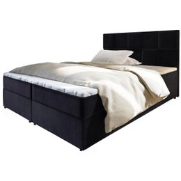 BOXBETT PRATA 160x200 cm mit Matratze und Topper - Schwarz