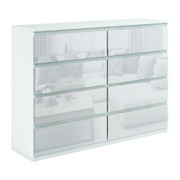 KOMMODE NUDO 138,5/101,5/39cm mit 8 Schubladen T&uuml;ren Wei&szlig;