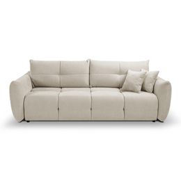BETTSOFA MODA Beige Chenille-Stoff mit Schlaffunktion