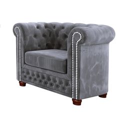 CHESTERFIELD-SESSEL Lauren Grau Samt