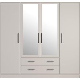 DREHT&Uuml;RENSCHRANK VANO 200/190/56cm 4-t&uuml;rig mit Spiegel Kaschmir