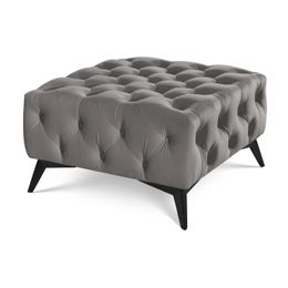 HOCKER Chesterfield Whitby Grau Samt mit schwarzen F&uuml;&szlig;en