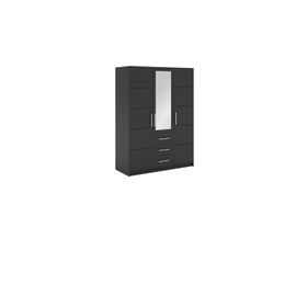 DREHT&Uuml;RENSCHRANK ELISE 147/200/57,5 cm 3-t&uuml;rig mit Spiegel Graphitfarben