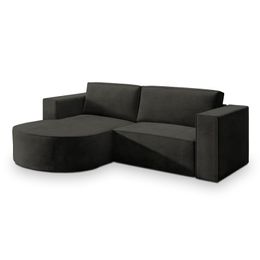 ECKSOFA SORELA M L-S Schwarz Velours-Stoff mit Schlaffunktion