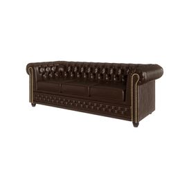 CHESTERFIELD-SOFA 3-sitzer Morin Braun vegan Leder