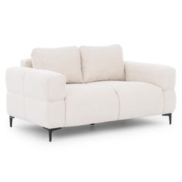 2-SITZER-SOFA Cardea in Bubble-Optik aus weichem Creme Strukturstoff mit hohem Sitzkomfort