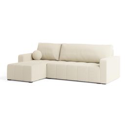 ECKSOFA VOLIRA Creme Boucle-Stoff mit Schlaffunktion