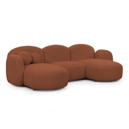 WOHNLANDSCHAFT Nuvola mit abgerundetem Design Terrakotta Boucl&eacute;-Stoff