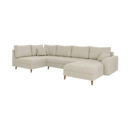 WOHNLANDSCHAFT Alma Beige Cord - Ottomane rechts