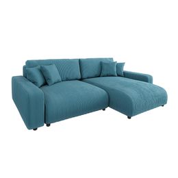 ECKSOFA Emma T&uuml;rkis Cord - Ottomane rechts
