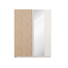 SCHWEBET&Uuml;RENSCHRANK MAREN 150,6/198,5/55cm 2-t&uuml;rig mit Spiegel Wei&szlig;