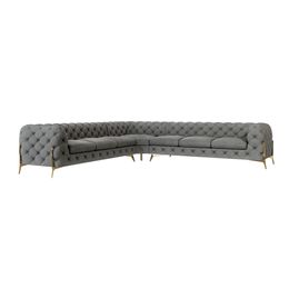 ECKSOFA Chesterfield Lexi Grau Samt