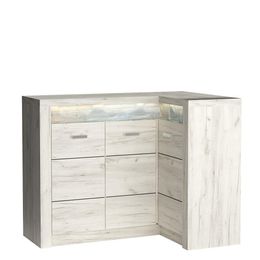KOMMODE ZERI 131/103,5/42cm mit Schubladen 3 T&uuml;ren Eiche Bianco