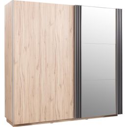 SCHWEBET&Uuml;RENSCHRANK PUNTO 215/210/61cm -t&uuml;rig mit Spiegel Eichefarben