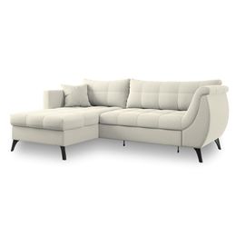 ECKSOFA MOLLIS Creme Geflochtener-Stoff mit Schlaffunktion