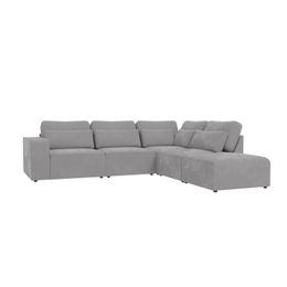 ECKSOFA modularer Leox Hellgrau Samt-Stoff