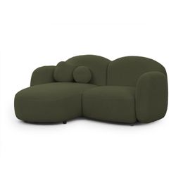 ECKSOFA Nuvola mit abgerundetem Design Gr&uuml;n Boucl&eacute;-Stoff - Ottomane Links