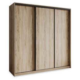 SCHWEBET&Uuml;RENSCHRANK NISSE 180/205/60 cm 3-t&uuml;rig mit Schubladen Sonoma Eiche