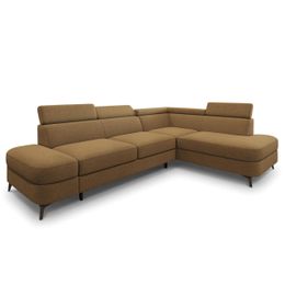 ECKSOFA AVISE Q R-S Orange Boucle-Stoff mit Schlaffunktion