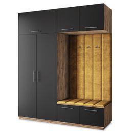 GARDEROBENSCHRANK REMA 200/240/60 cm Modern Garderobe-Set Eiche Lefkas