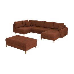 WOHNLANDSCHAFT inkl. Hocker Alma Terrakotta Cord