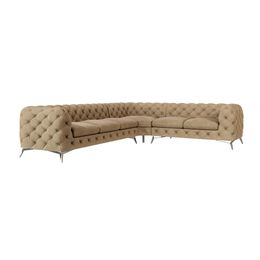 ECKSOFA Chesterfield Laura Beige Samt