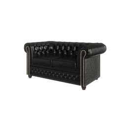 CHESTERFIELD-SOFA 2-sitzer mit Schlaffunktion Morin Schwarz vegan Leder