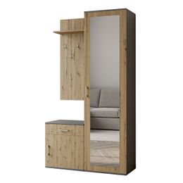 GARDEROBENSCHRANK VENTO 100/180,5/35 cm Modern Garderobe-Set Grau
