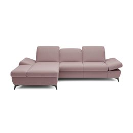 ECKSOFA FELICE L-S Rosa Geflochtener Stoff mit Schlaffunktion