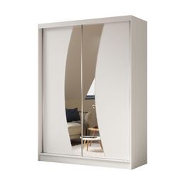 SCHWEBET&Uuml;RENSCHRANK VOCE 160/216/61 cm 2-t&uuml;rig mit Spiegel Wei&szlig;