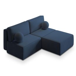 ECKSOFA VARNA P Blau Kordstoff mit Schlaffunktion