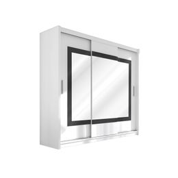 SCHWEBET&Uuml;RENSCHRANK KENNEN 250/215/61 cm 3-t&uuml;rig mit Spiegel Wei&szlig;