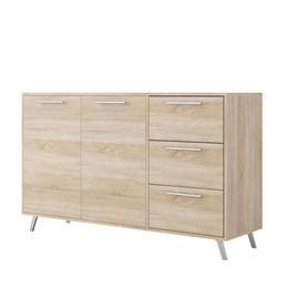 KOMMODE ELISE 140/86/41cm mit 3 Schubladen 2 T&uuml;ren Sonoma Eiche