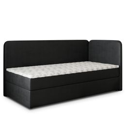 BOXBETT GINA 90x200 cm mit Matratze und Topper, H2+H3 - Schwarz
