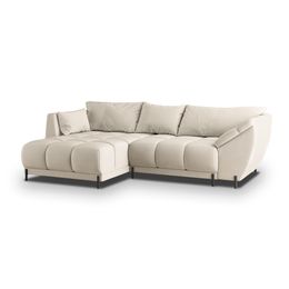 ECKSOFA VESTANO L-S Creme Velours-Stoff mit Schlaffunktion