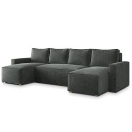 WOHNLANDSCHAFT ASPRA LM Grau Chenille mit Schlaffunktion