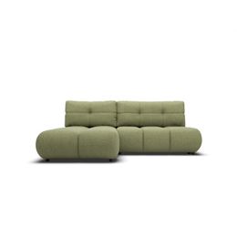 ECKSOFA CORSO L-S Gr&uuml;n Boucle-Stoff mit Schlaffunktion
