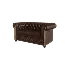 CHESTERFIELD-SOFA 2-sitzer Morin Braun vegan Leder