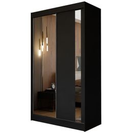 SCHWEBET&Uuml;RENSCHRANK GRAZIA 120/216/61 cm 2-t&uuml;rig mit Spiegel Schwarz
