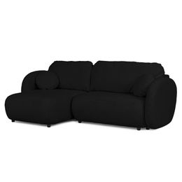 ECKSOFA Candy mit Schlaffunktion Schwarz Boucl&eacute;-Stoff - Ottomane links