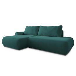 ECKSOFA NUVIRA CL L-S Blau Samtstoff mit Schlaffunktion