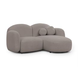 ECKSOFA Nuvola mit abgerundetem Design Hellgrau Boucl&eacute;-Stoff - Ottomane Rechts