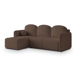 ECKSOFA SUVINO Braun Boucle-Stoff mit Schlaffunktion
