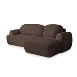 ECKSOFA MODENZA P R-S Braun Kordstoff mit Schlaffunktion