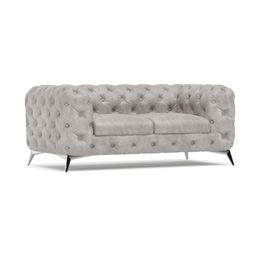 CHESTERFIELD-SOFA 2-Sitzer Quantum Grau Samt