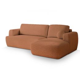 ECKSOFA SENTI N R-S Orange Boucle-Stoff mit Schlaffunktion