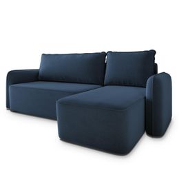 ECKSOFA DOLVER CL Blau Samtstoff mit Schlaffunktion