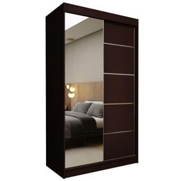 SCHWEBET&Uuml;RENSCHRANK MIRELLA 120/216/61 cm 2-t&uuml;rig mit Spiegel Wengefarben