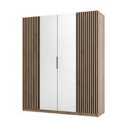 DREHT&Uuml;RENSCHRANK CAGLIARI 200/239/61,9cm 4-t&uuml;rig mit Spiegel Goldfarben