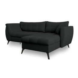 ECKSOFA MOLLIS Schwarz Geflochtener-Stoff mit Schlaffunktion